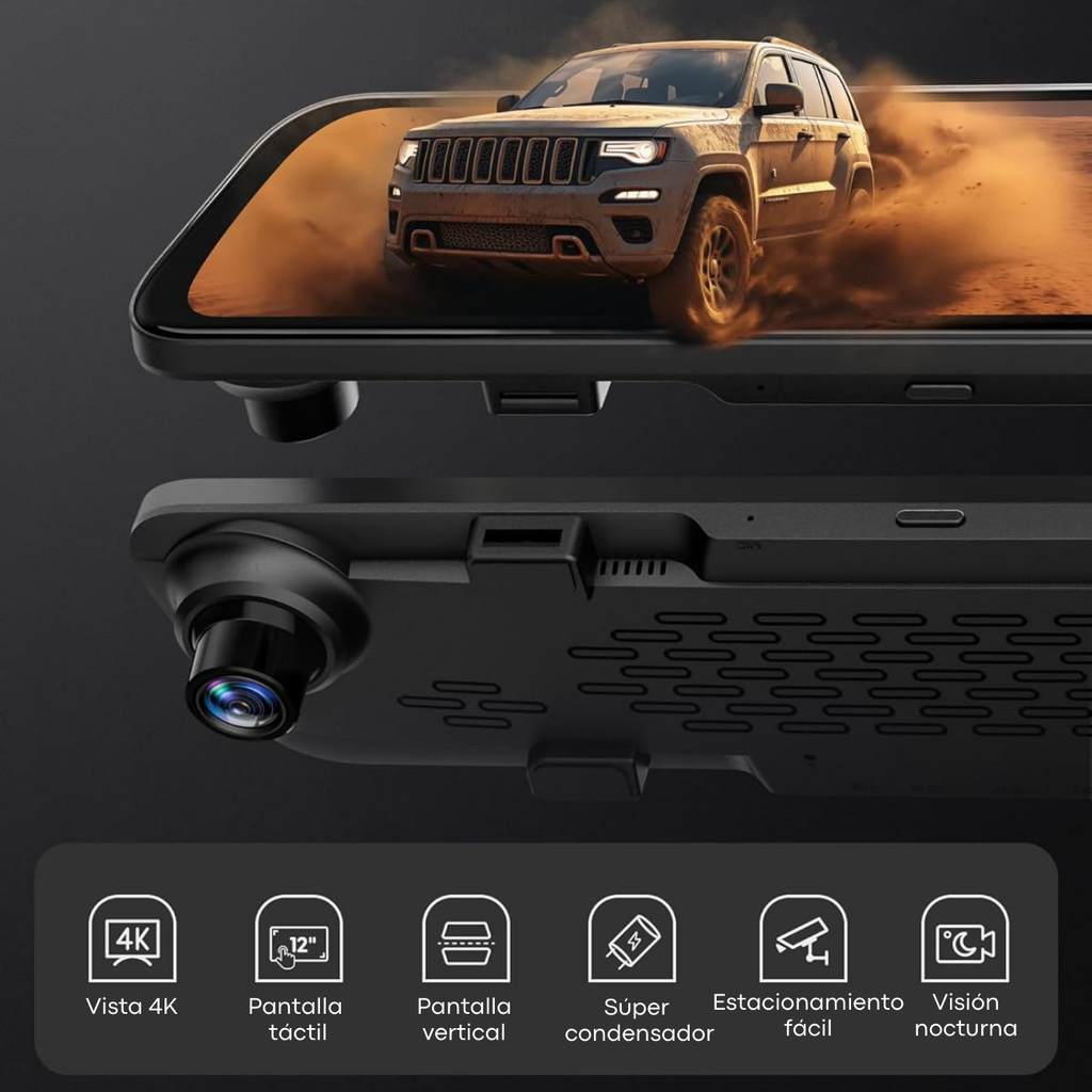 ClearView® Retrovisor con Cámara 4K y Visión Nocturna – Homexpress